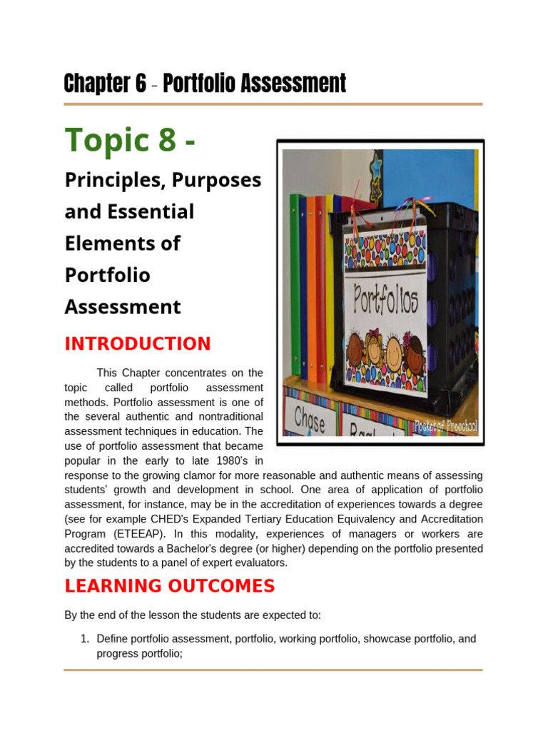 Essential Elements of Portfolio Assessment | PDF | Educational ...