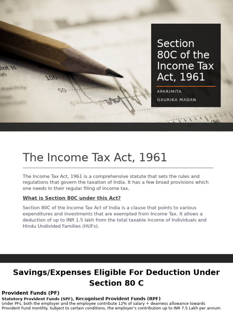 Section 80C of The Income Tax Act | PDF | Income Tax | Pension
