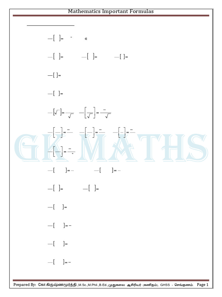 Formulas Diff Integration | PDF