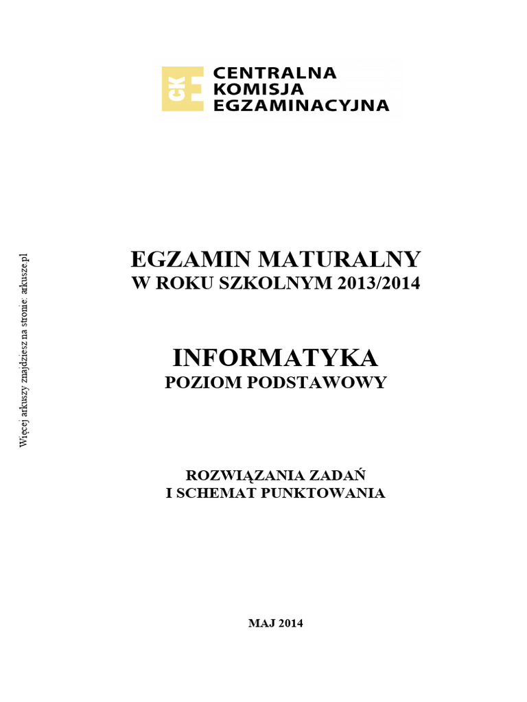 Informatyka 2014 Maj Matura Podstawowa Odpowiedzi | PDF