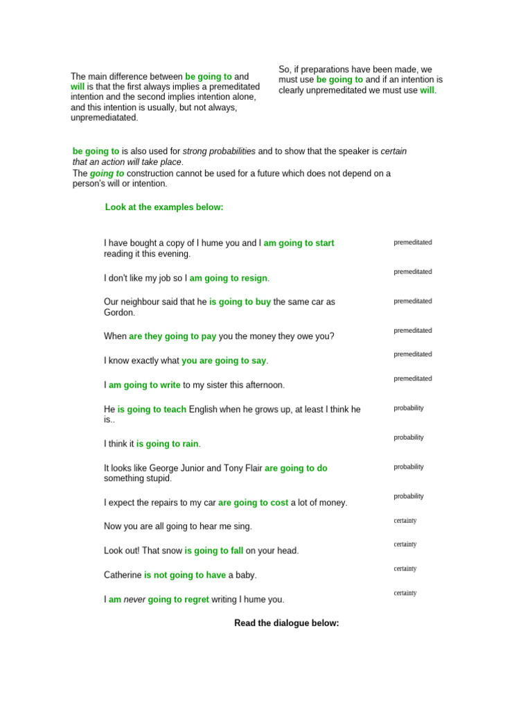 Will vs. Going To Presentation | PDF | Language Arts & Discipline