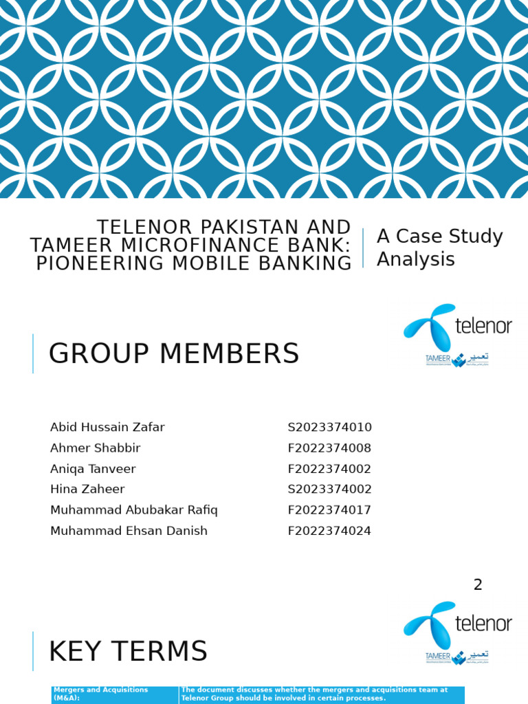 Telenor Pakistan and Tameer Microfinance Bank | PDF | Banks | Mergers And Acquisitions