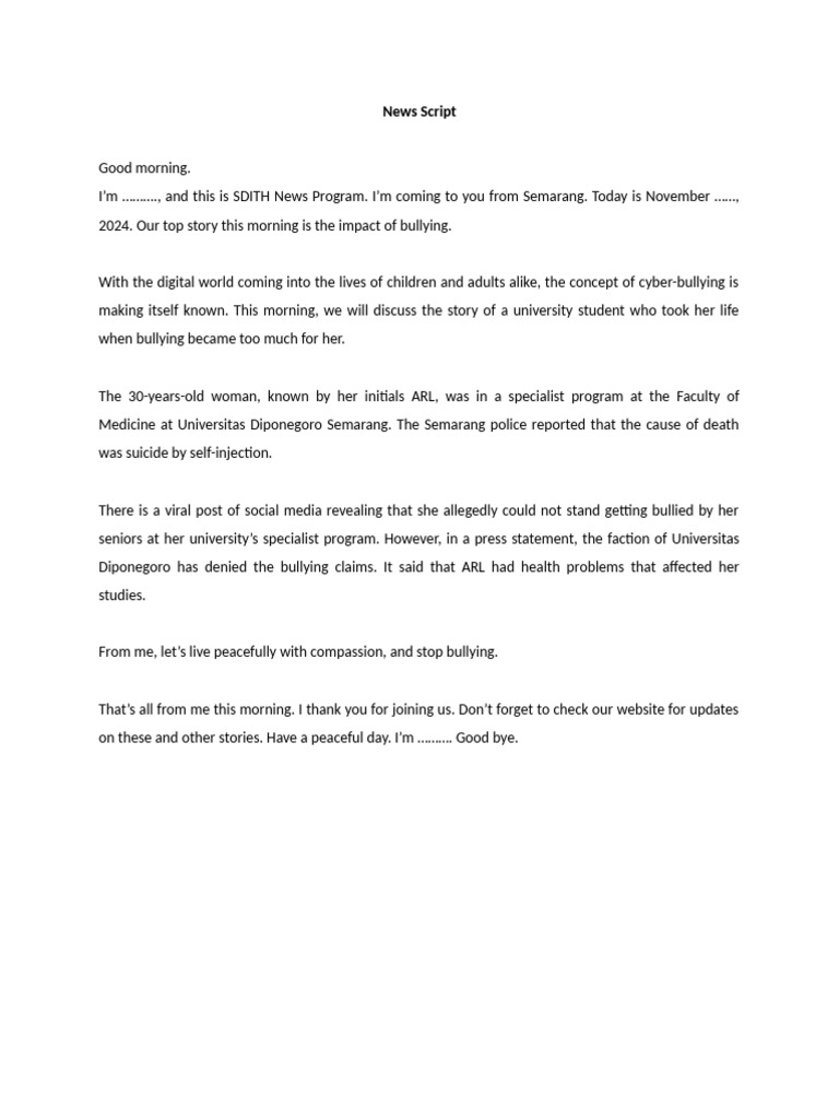 News Script | PDF | Lifestyle