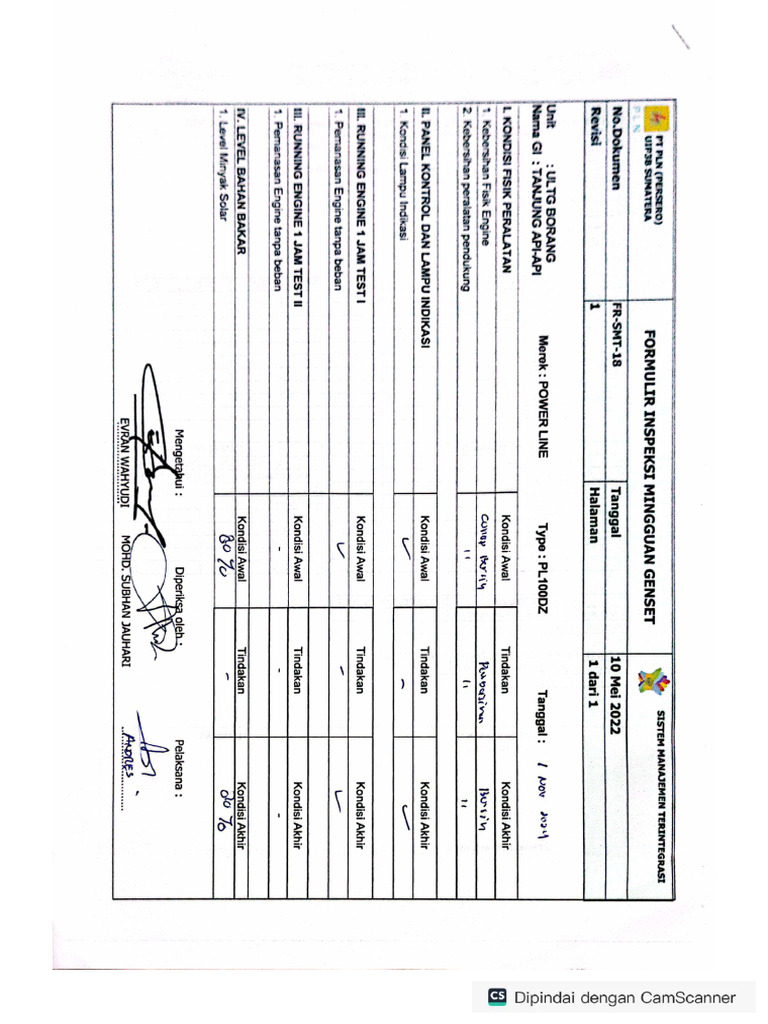 Form Genset November 2024 | PDF
