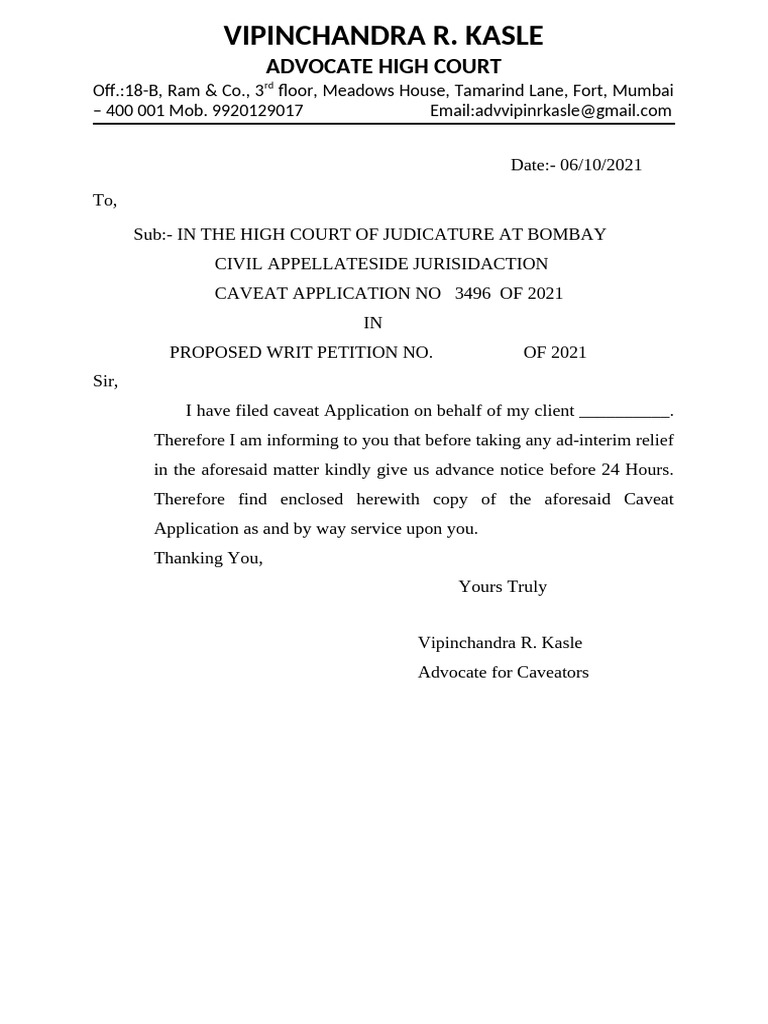 Caveat Notice | PDF