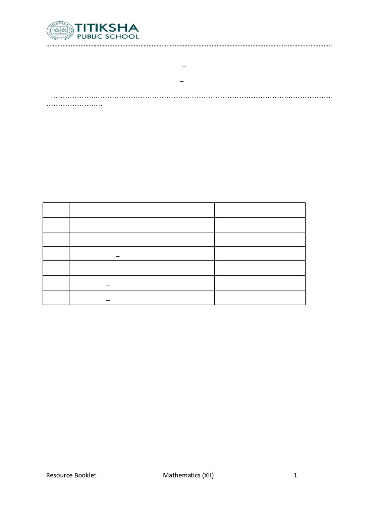 Resource Booklet XII Term1 | PDF | Area | Sphere