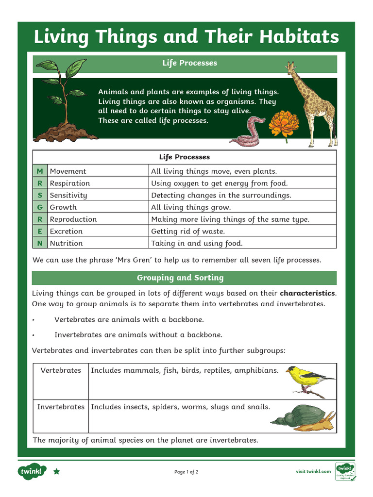 Living Things and Their Habitats Differentiated Reading Comprehension ...