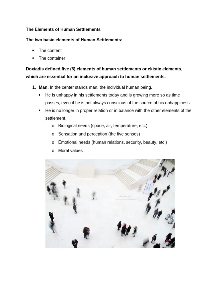 Elements of Human Settlements | PDF | Nature | Physical Geography