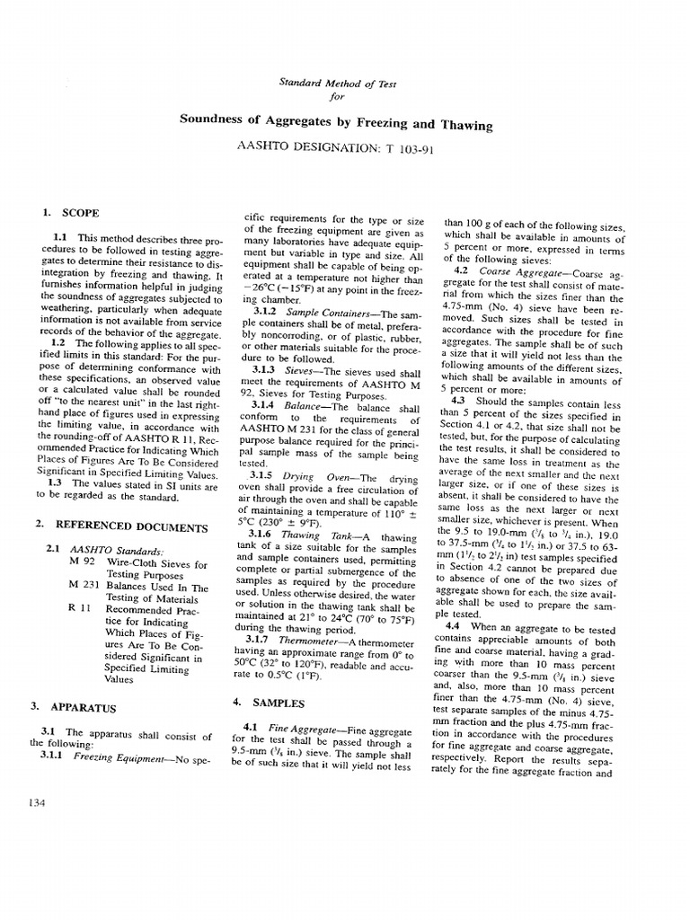 Aashto T 103-91 | PDF