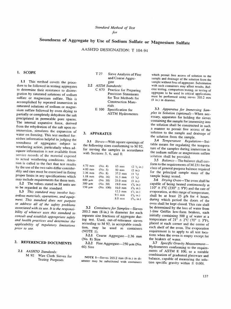 Aashto T 104-94 | PDF