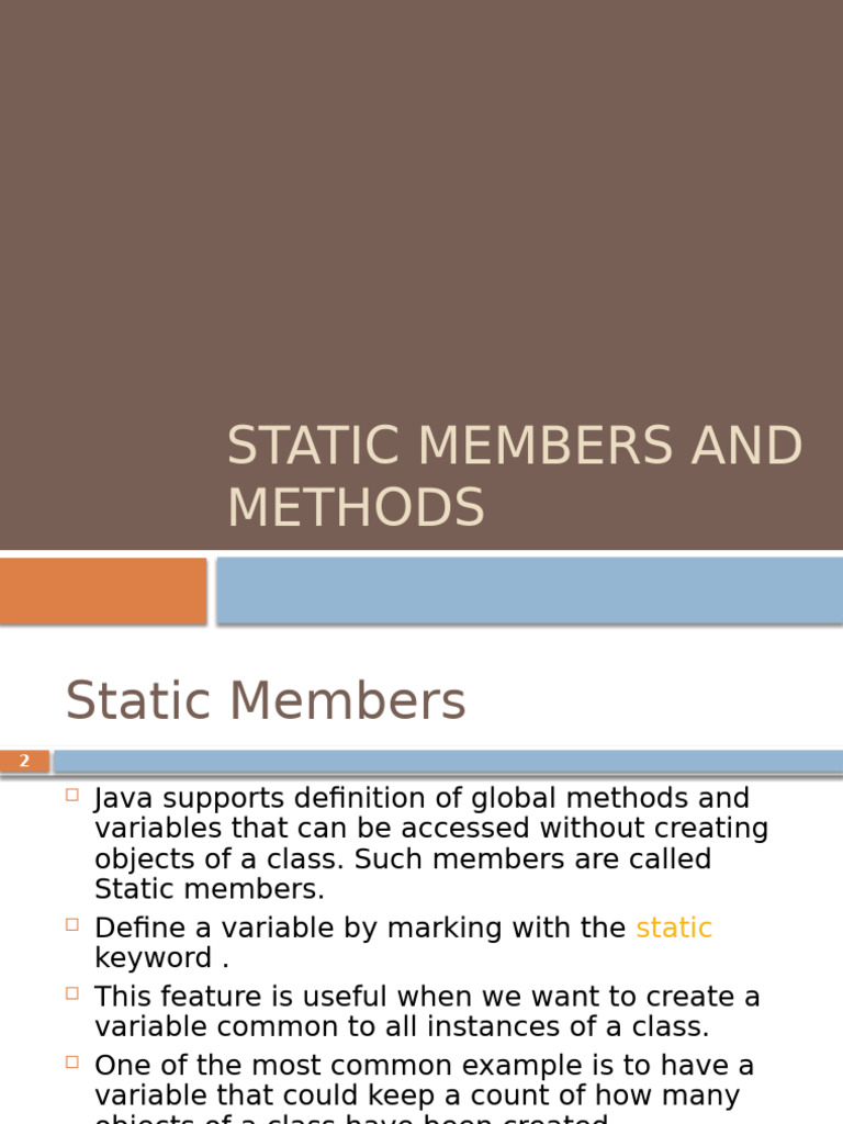 Lec 7 - Static Members and Methods | PDF | Class (Computer Programming ...