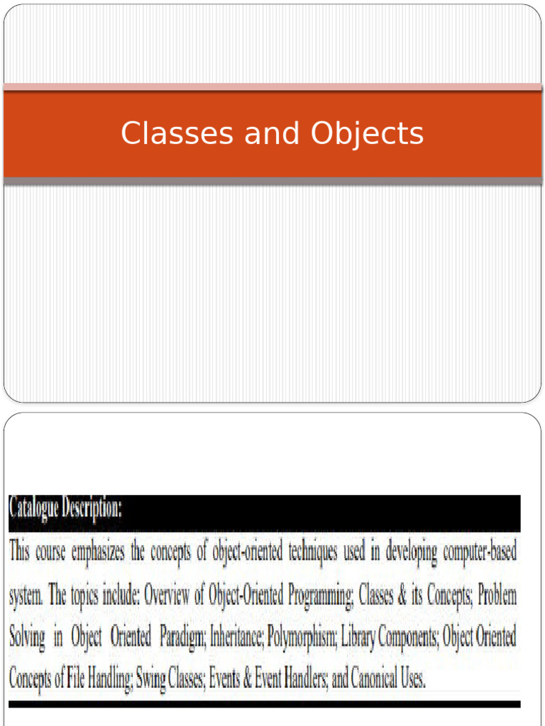 Lec 1 Classes And Objects Pdf Class Computer Programming Object Computer Science