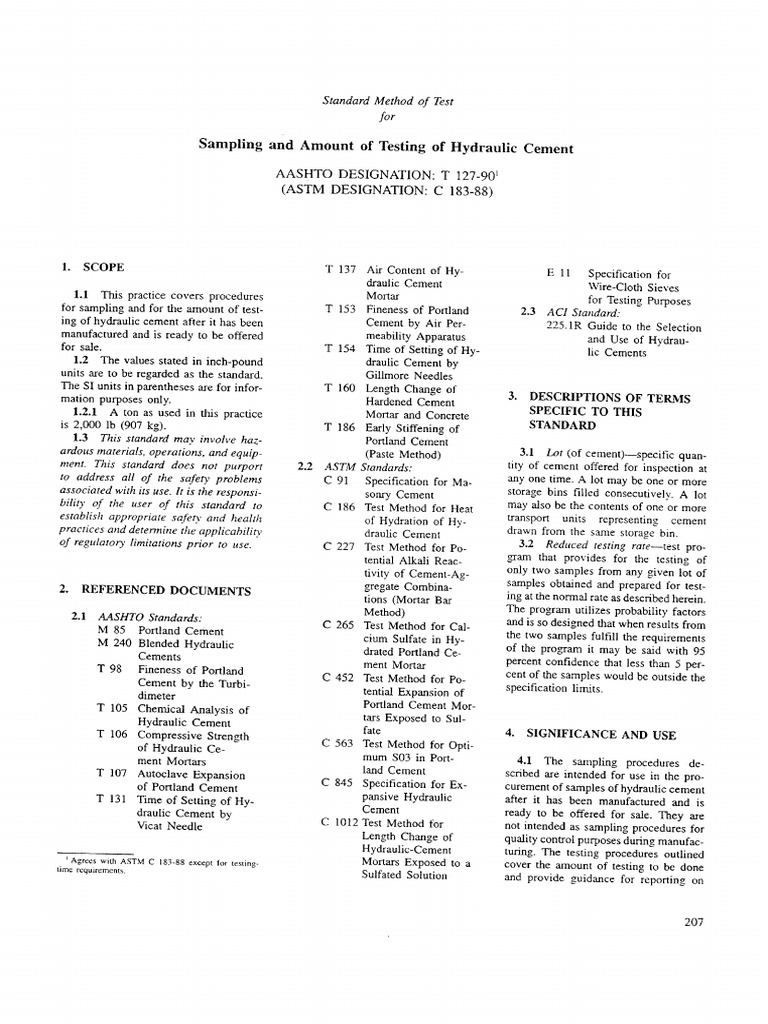 Aashto T 127-90 | PDF