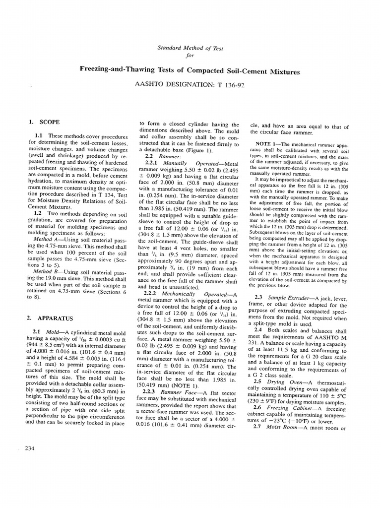 Aashto T 136-92 | PDF