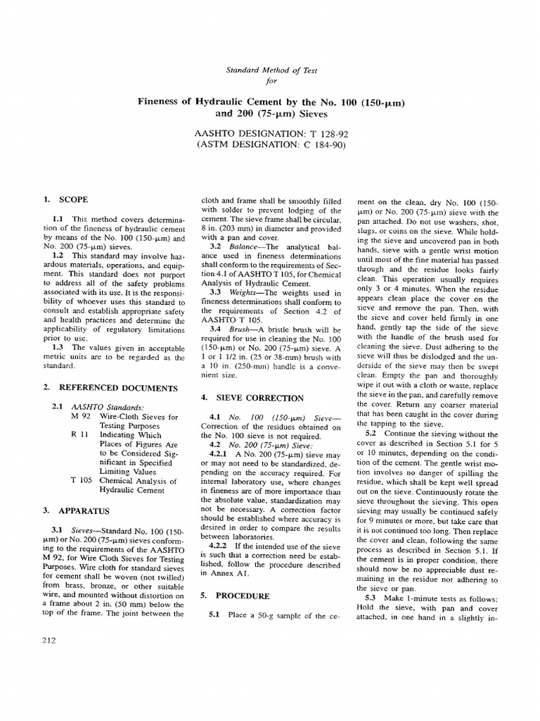 Aashto T 128-92 | PDF