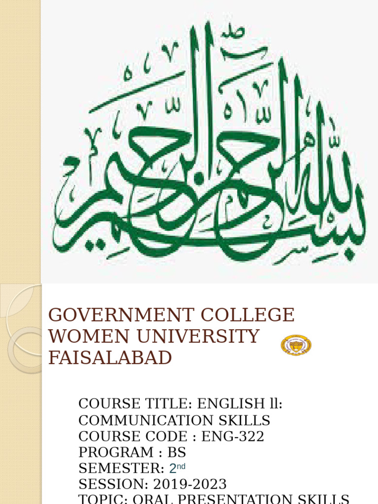 Lecture 2 Oral Presentation ENG-322 Eng-II Communication Skills 2nd ...