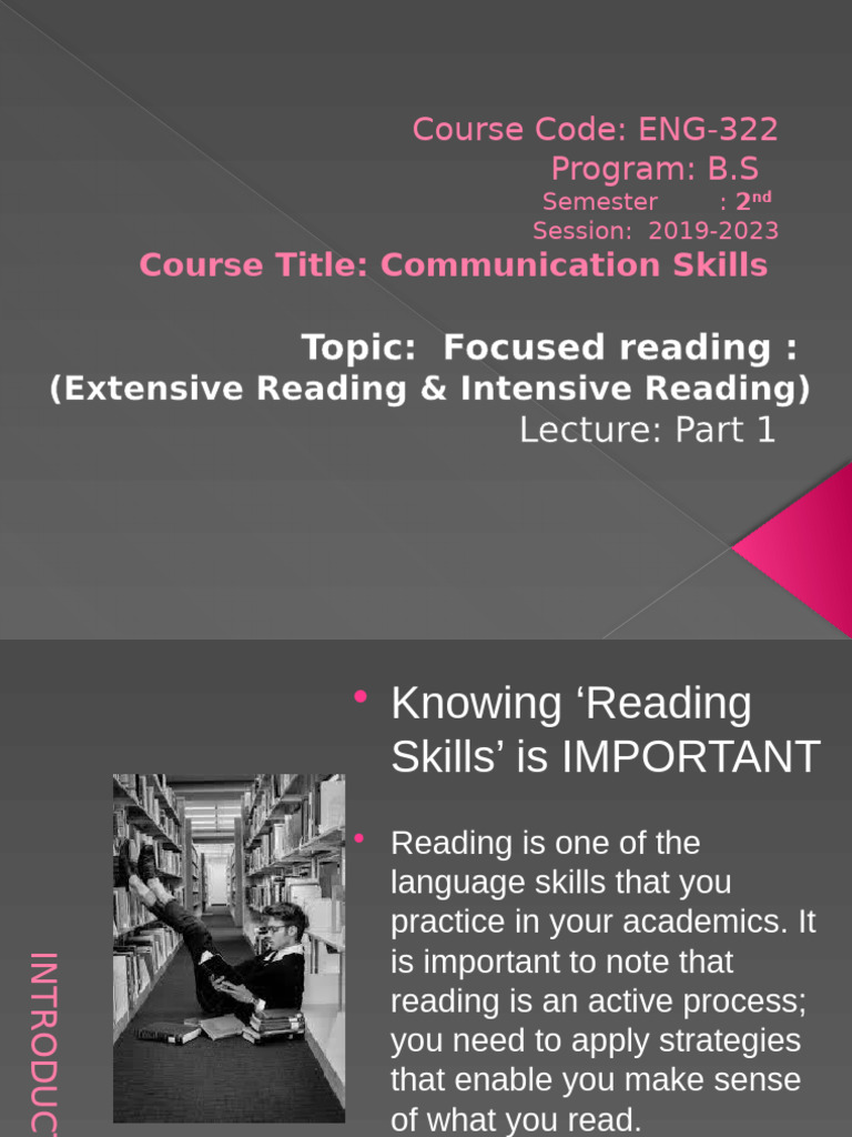 Extensive&intensive Reading 322 Lecture 01 | PDF | Reading ...