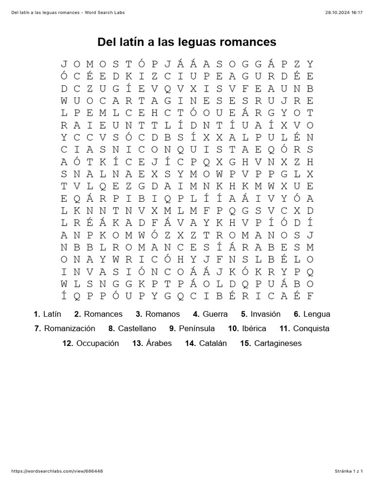 Del Latín A Las Leguas Romances - Word Search Labs | PDF