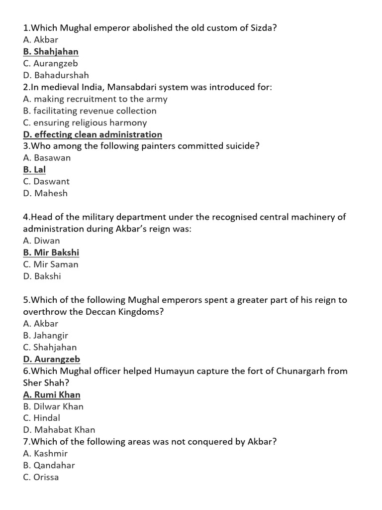 Mugol Sultans Ans | PDF | Mughal Empire