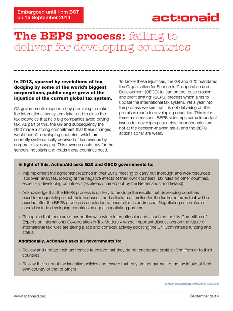 The Beps Process - Failing To Deliver For Developing Countries 1 | PDF ...