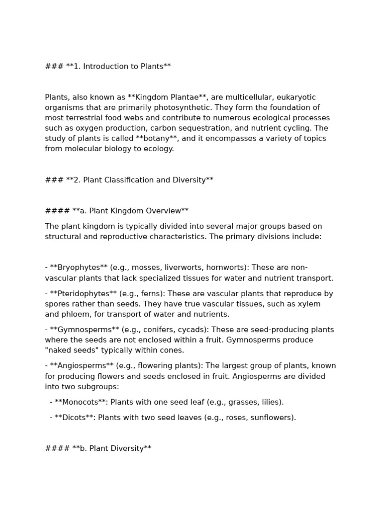 Overview of Plant Biology and Importance | PDF | Plants | Leaf