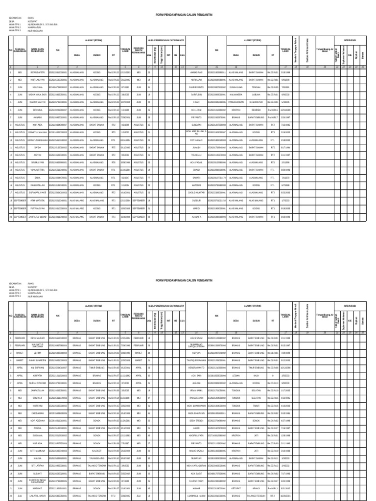 Form Pendampingan Catin | PDF