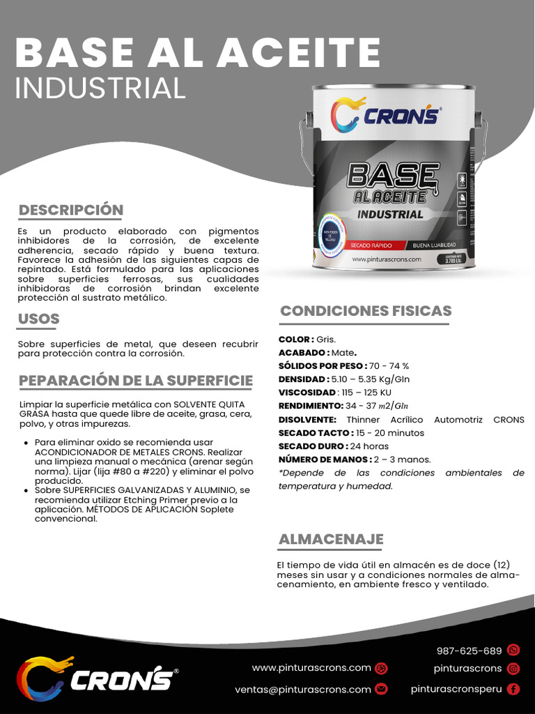 Base Al Aceite Industrial Crons | PDF | Corrosión | Petróleo