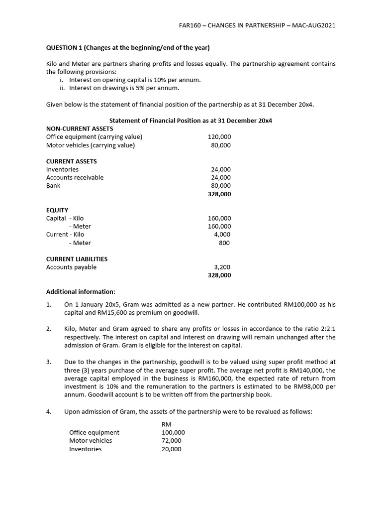 EXERCISE 3 - Changes in Partnership | PDF | Balance Sheet | Partnership