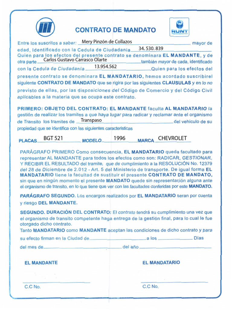 Contrato de Mandato | PDF