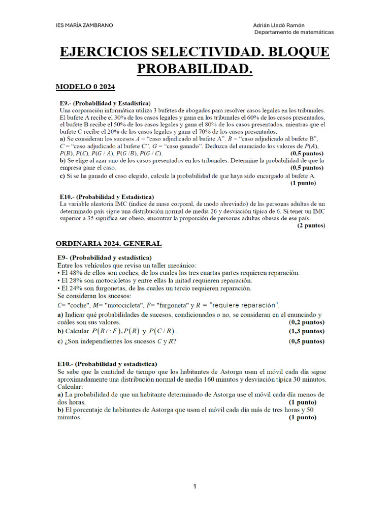 Bloque Probabilidad | PDF