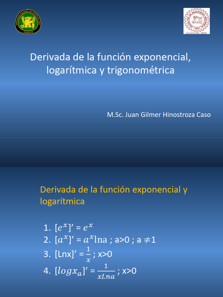 Derivadas: Exponenciales, Logarítmicas y Trigonométricas | PDF