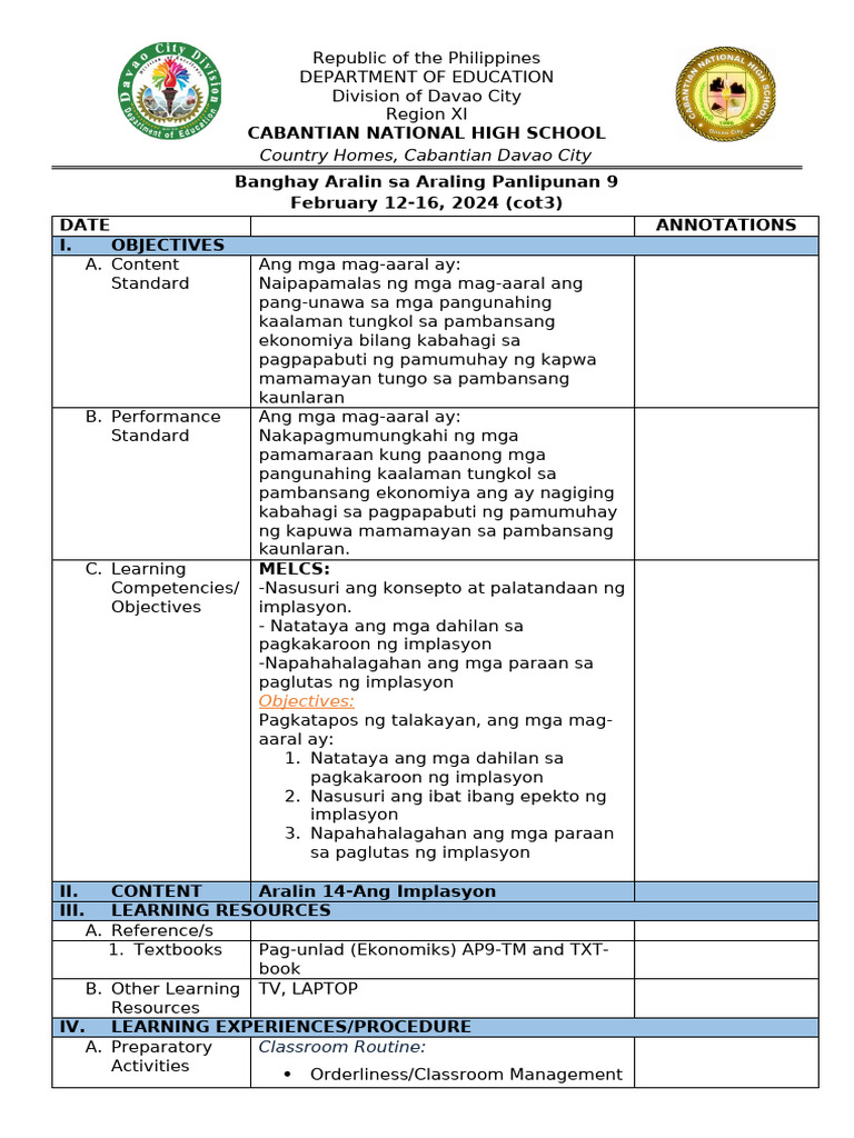 3rd Quarter Aralin 14 LP | PDF