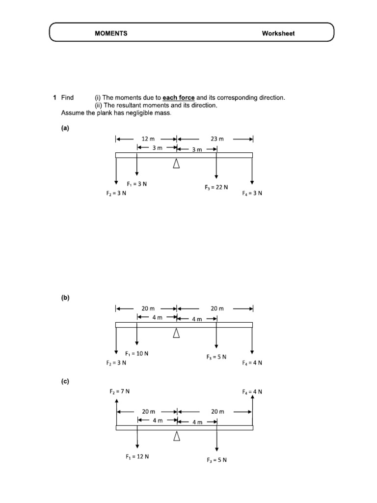 Moments Worksheet 3 | PDF