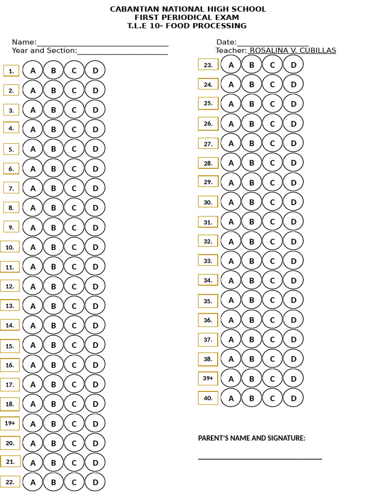 Answersheet-T L e | PDF