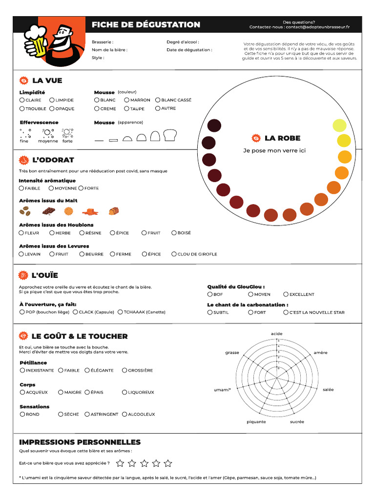 Fiche de Gustation Impression | PDF