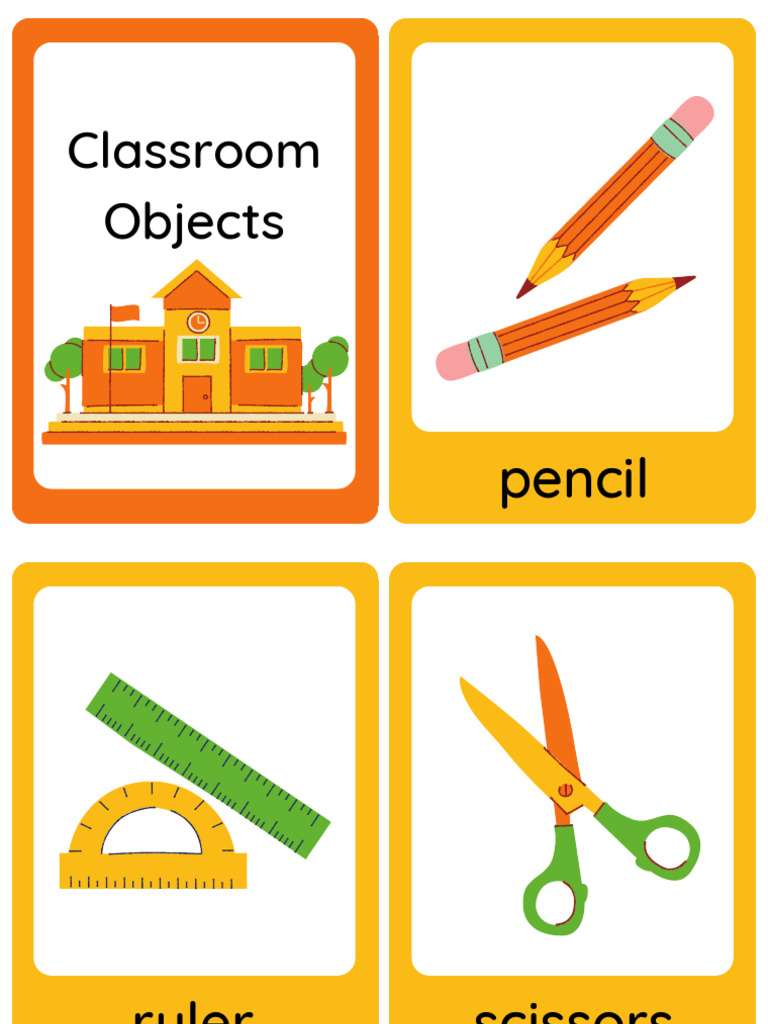 Classroom Objects Memory Game | PDF | Pencil | Notebook