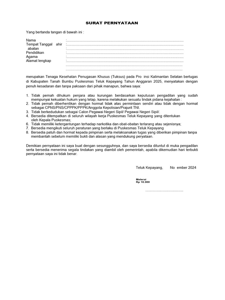 Surat Pernyataan (Revisi) OK | PDF