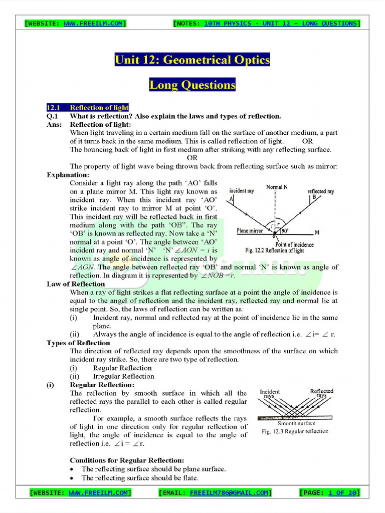 10th Phy CH 12 Long Q | PDF