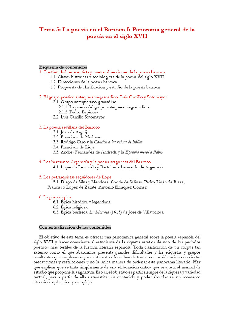 Tema 5 | PDF | Barroco | Poesía