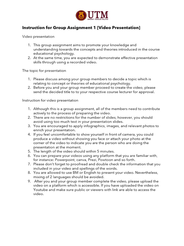 Video Presentation Instruction | PDF | Business