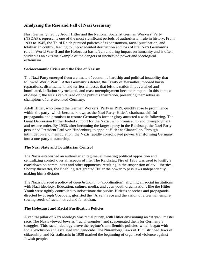 Analyzing the Rise and Fall of Nazi Germany | PDF | Nazi Germany | Nazi ... Analyzing the Rise and Fall of Nazi Germany | PDF | Nazi Germany | Nazi ...