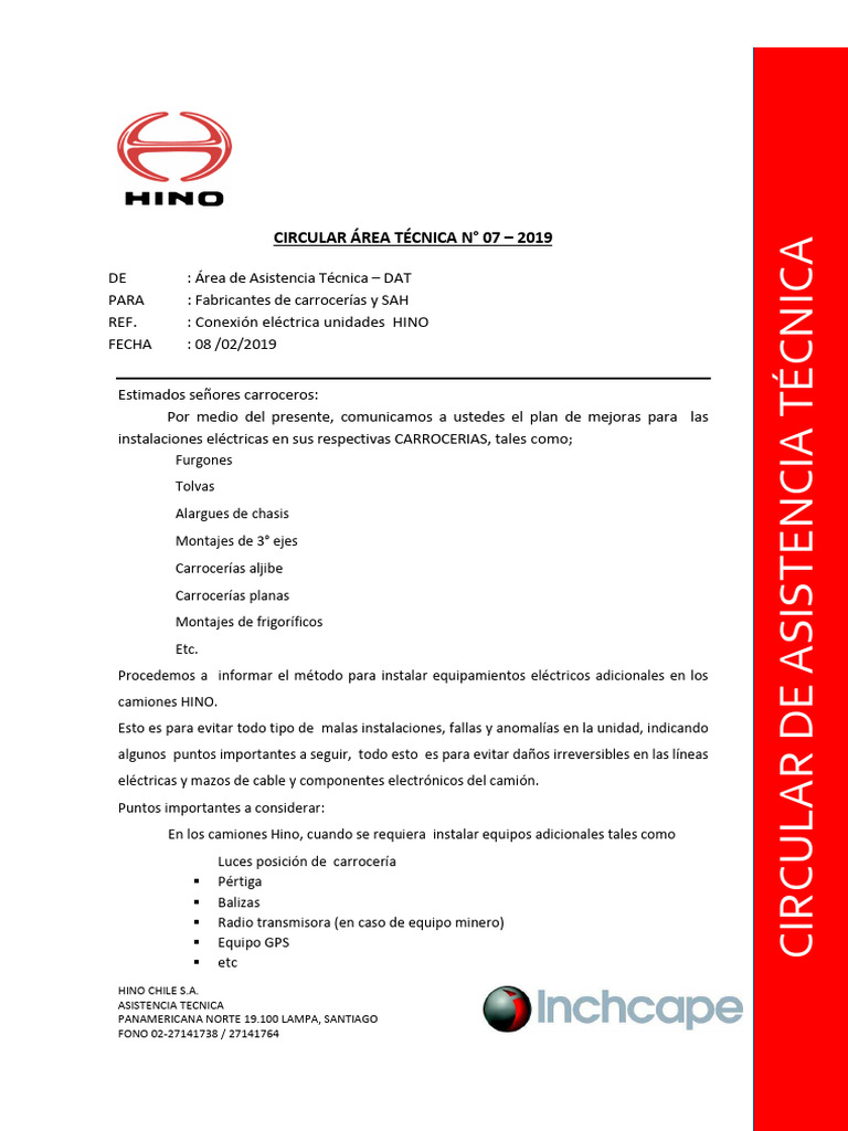 Circular Tecnica 7-2019 | PDF | Camión | Conector eléctrico