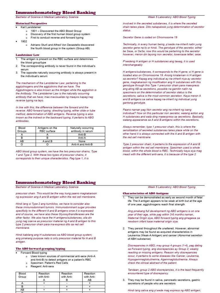 Week 5 Laboratory - ABO BLOOD TYPING | PDF | Blood Type | Anatomy
