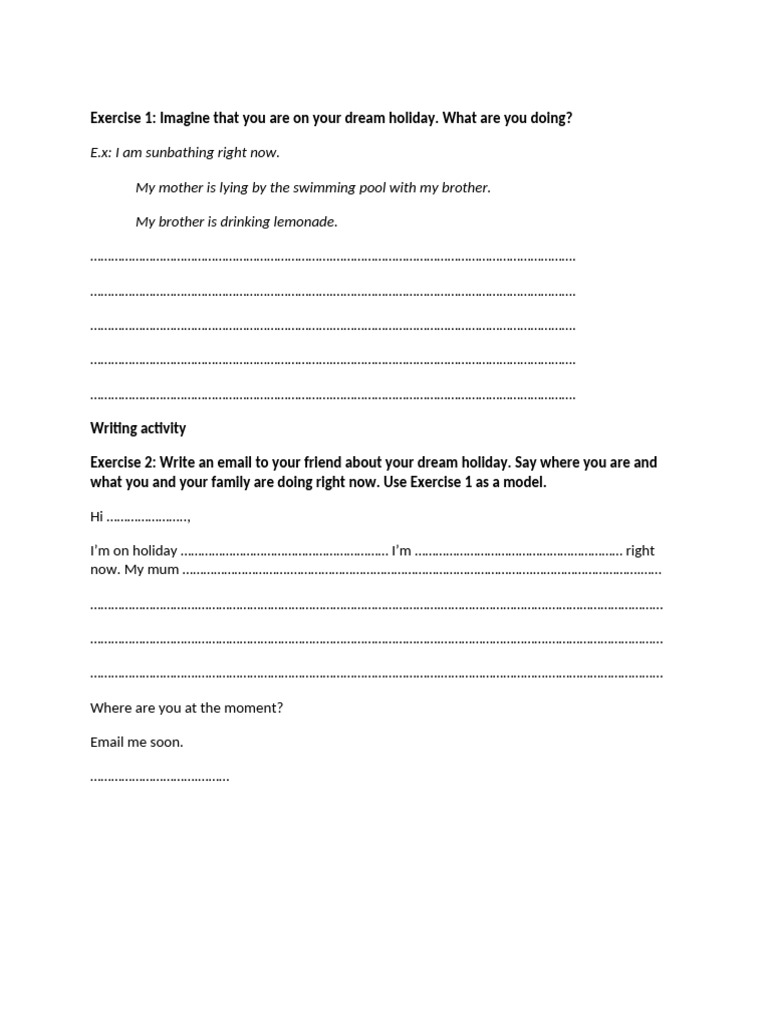 E5 - Present Continuous - Writing Activity | PDF
