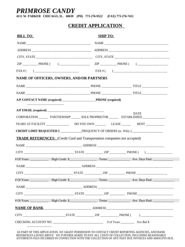 CREDIT APPLICATION | PDF | Business
