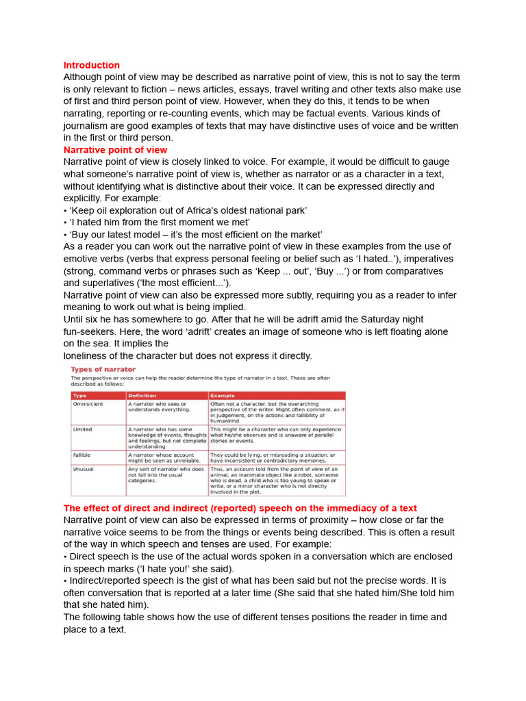 Narrative Point of View | PDF | Narration | Verb