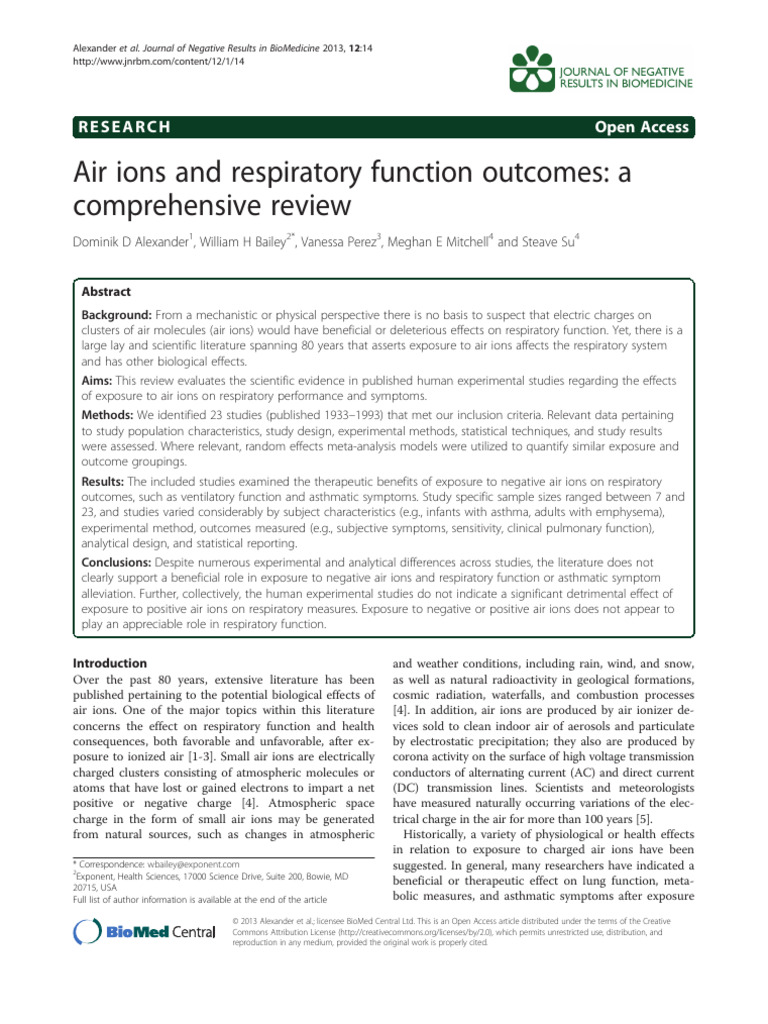 Air Ions and Respiratory Function Review | PDF | Asthma | Meta Analysis