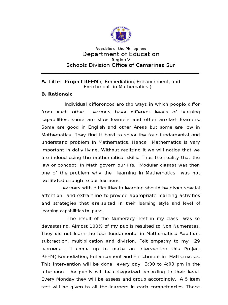 Project-REEM | PDF | Mathematics | Learning