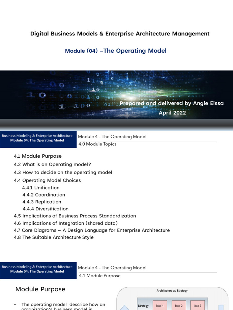 BM EA - Module Four - Operating Model Appropriate Architecture - July ...