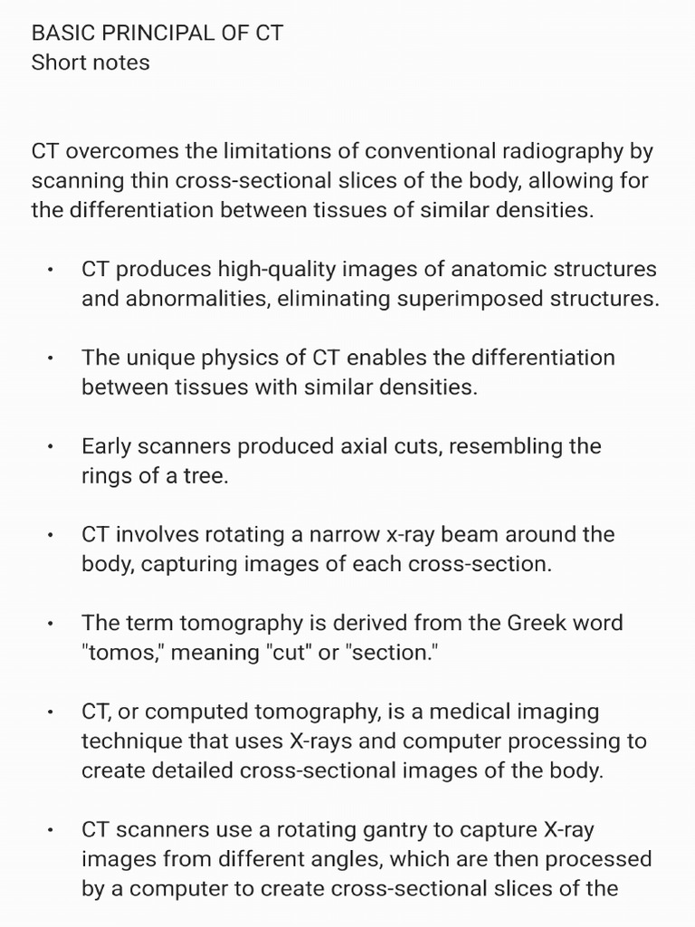 CT Basic Principal Short Notes | PDF